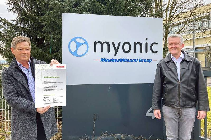 Certificate of Sustainability | myonic GmbH